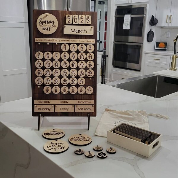 Wooden Perpetual Calendar, Montessori Calendar, Homeschool Calendar ...
