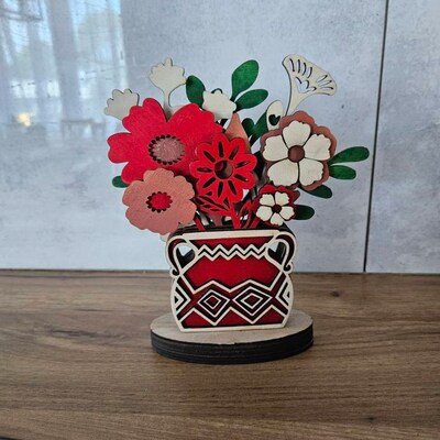 Wooden Flowers Vase Svg Laser Cut File Glowforge Vase Decor Svg Cricut ...