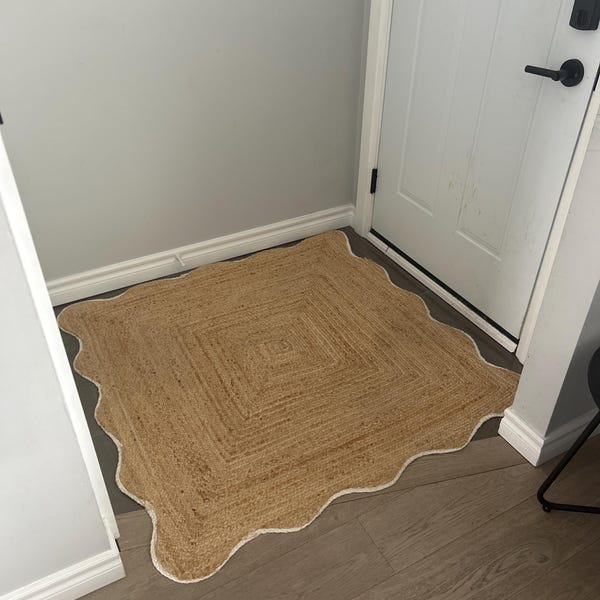 Scallop Rug- Natural Jute Rug, Scallop Jute Rug, Scalloped Rug, Area ...