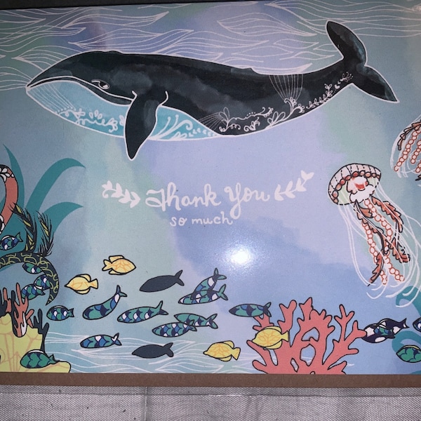 Whale Thank You Card Ocean Lover Coastal Beach Aesthetic Gratitude ...