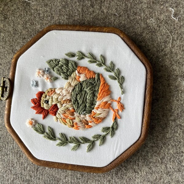 Floral Chicken Embroidery Pattern, PDF Pattern, Hen & Hare, Beginner ...