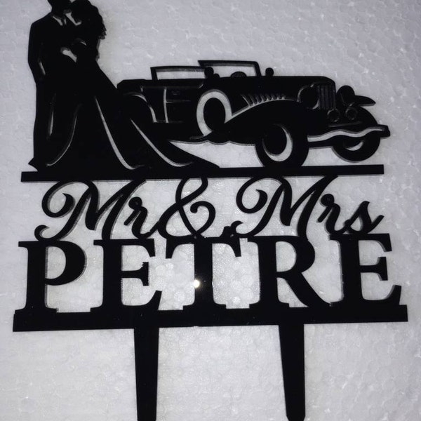 Gatsby Wedding Cake Toppers, Retro Car Cake Topper, Personalized Mafia ...