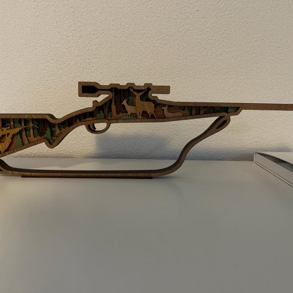 Hunting Rifle 3D Layered Wood Decor - Etsy