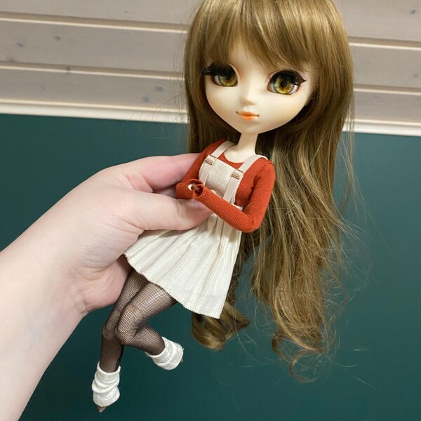Set: Turtleneck and Plaid Dungaree for Pullip, Obitsu 27, Blythe, Pure ...