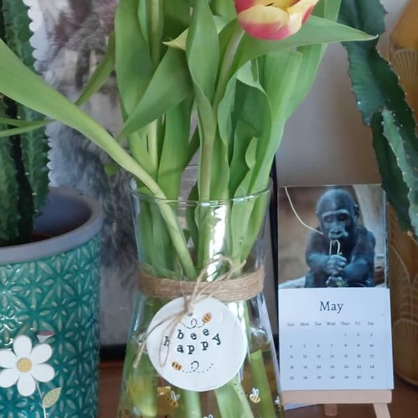 Daisy and Bee Gin Glass Hand Painted and Designed by Luci Lu Designs ...