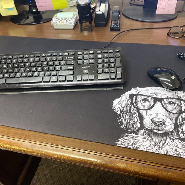 Dachshund Large Desk Mat, Doxie Mom Mousepad, Black Desk Pad, Mouse Pad ...