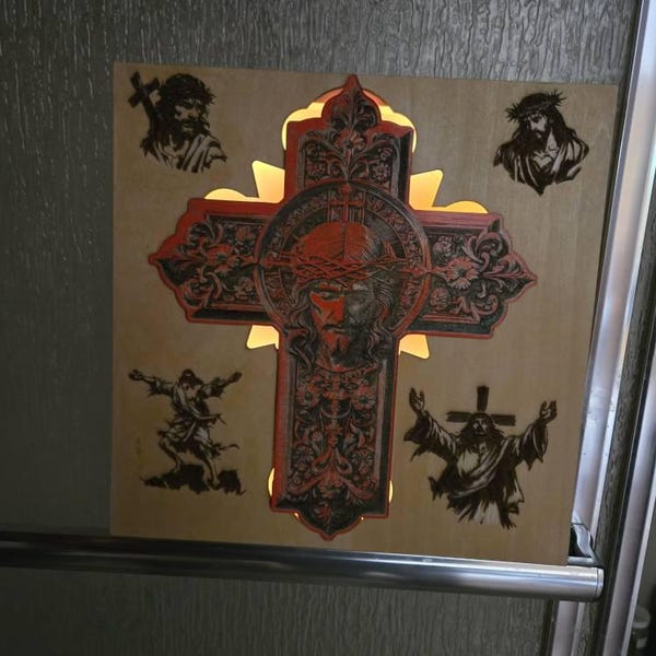 Crucifix Jesus 3D Illusion Engraving File, CO2 Laser SVG/PNG, Religious ...