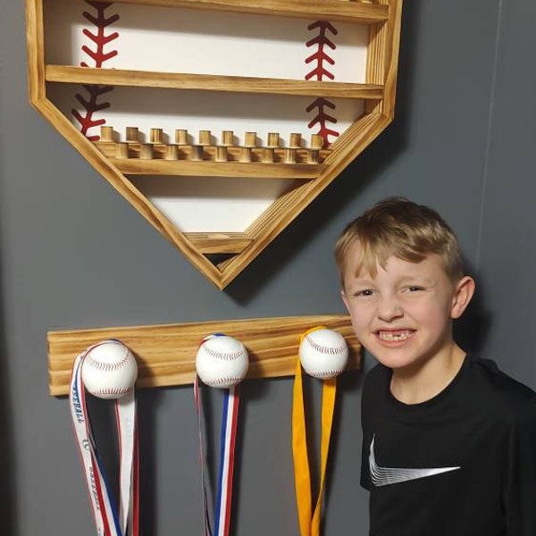 Personalized Rustic Baseball and Ring Display. Holds 22 Rings and 11 ...