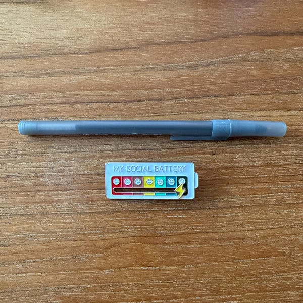 My Social Battery Sliding Pin- Black - Etsy