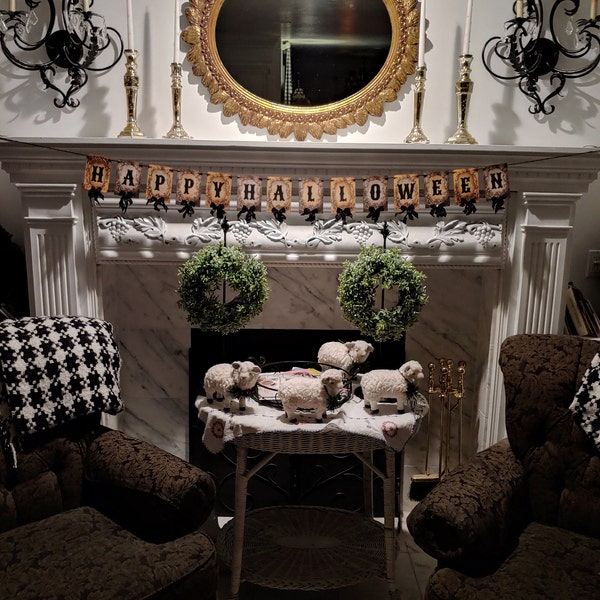 Vintage-inspired Halloween Decor, Banner With Black Bows and ...
