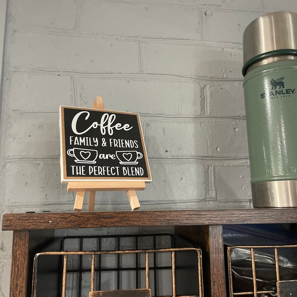 Coffee Bar Ceramic Tile Sign With Easel, Coffee Family & Friends Are ...