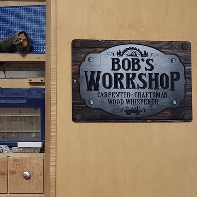 Custom Workshop Sign, Personalized Rustic Design All Metal Sign - Etsy