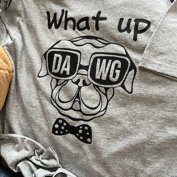 What up Dawg Dog Hipster Tee Bulldog What's up Baby Shower Humor Kids ...