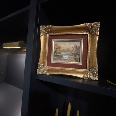 Vintage Wooden Gold and Silver Frame Painting Wall Art Winter Landscape ...