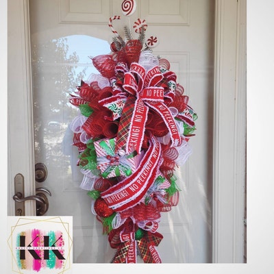 Red Black and White Foil Glitter Candy Cane Spray, Spray for Wreaths ...