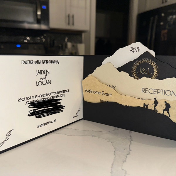 Mountain Wedding Invitation Suite SVG - 5x7 Digital Laser Cut Pocket ...