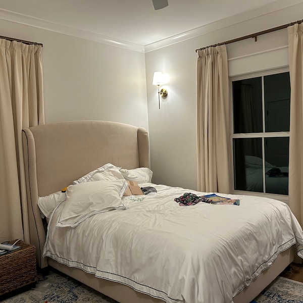 100% Blackout Linen Triple French Pleat Custom Curtain Panels for ...