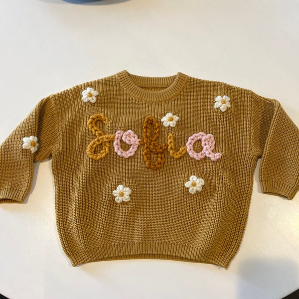 Custom Embroidered Name Sweater, Children's Clothes, Milestone Gift - Etsy