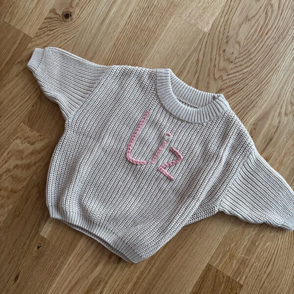 Custom Baby Girl's Sweater Featuring Hand-embroidered Name and Monogram ...