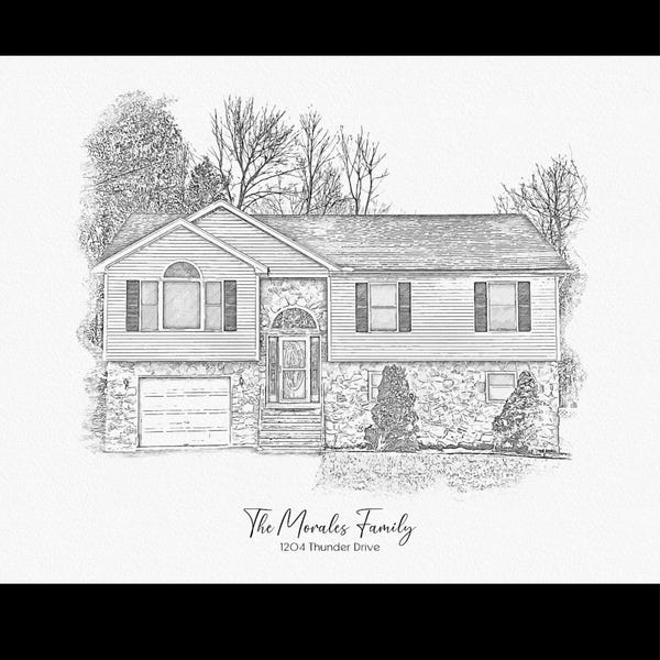 Custom Home Sketch, Personalized Digital House Portrait, House Drawing ...