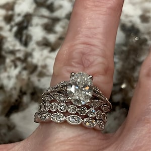 Trillion Cut Engagement Ring, With Wedding Band, Bridal Ring Sets ...