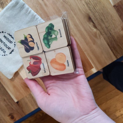 Montessori Wooden Vegetables Matching Cards/homeschool Kindergarten ...