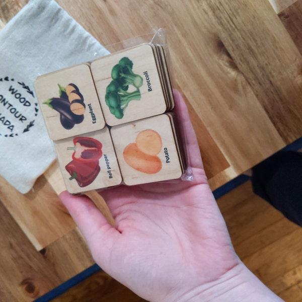 Montessori Wooden Vegetables Matching Cards/homeschool Kindergarten ...