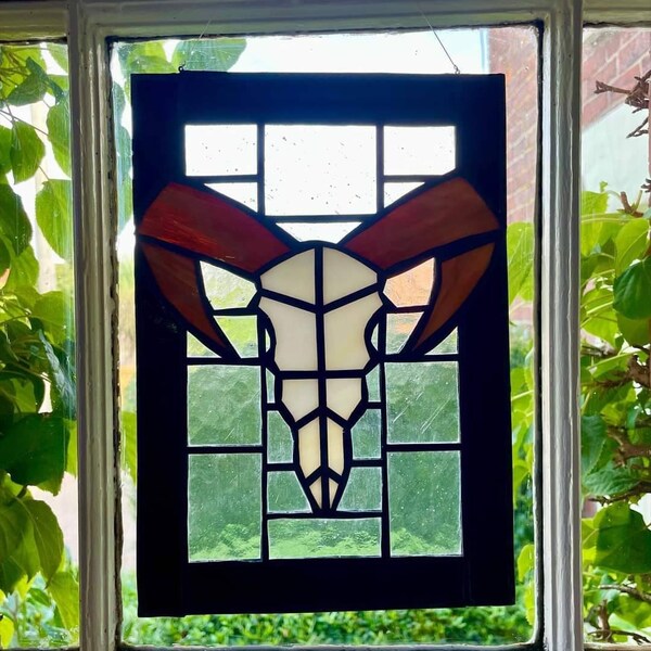 Ram Skull Stained Glass Panel, for Wall, Window or Suncatcher - Etsy