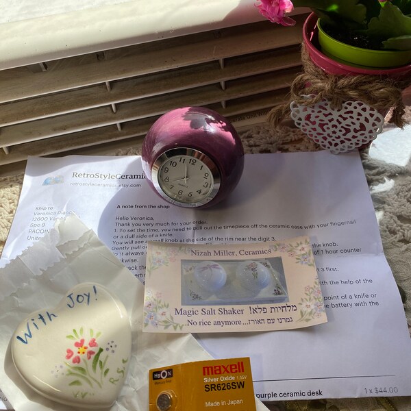 Small Desk Clock, Ball Shaped, Royal Purple Ceramic Desk Clock, Purple ...