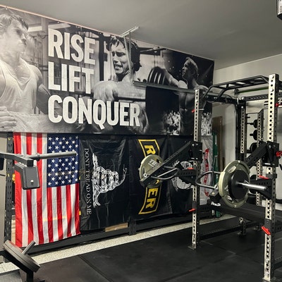 Home Gym Beast Lion Wall Banner Garage Poster Art Fitness Strength ...