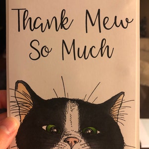Thank Mew Card Thank You Card Cat Card Thanks Cat Lover Card Tabby Cat ...
