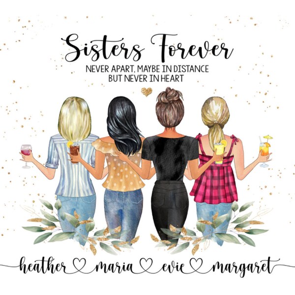 4 Friends Print, Best Friend Print Personalized, Best Friend Printable ...