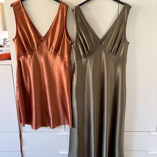 V Neck Bias Cut Dress Sewing Pattern Gathered Bust Slip Dress | Easy ...