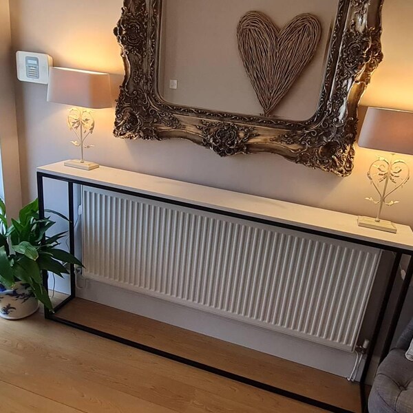 Marble Console Table Radiator Cover With Art-deco Pattern on the Sides ...