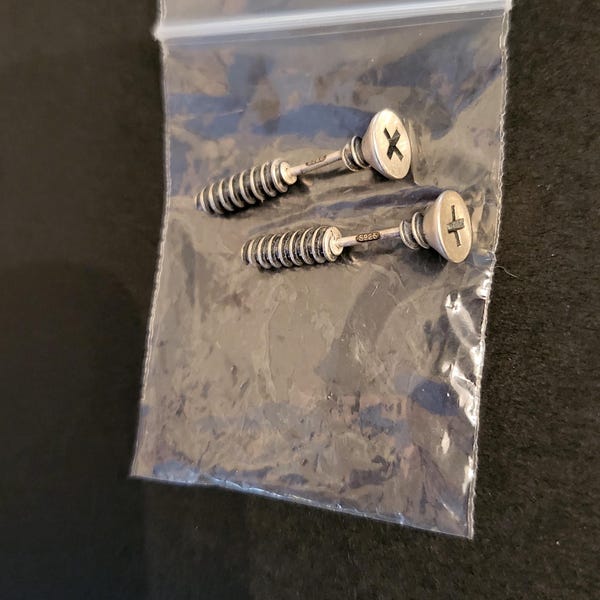 S925 Sterling Silver Screw Ear Studs Earrings Punk Ear Studs Earrings ...