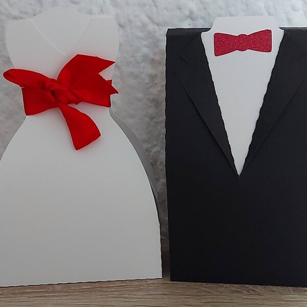 Wedding Favor Box Template: Dress and Tuxedo (SVG, PDF, DXF) - Etsy