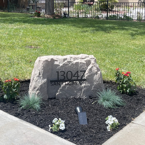 Custom Metal Address Sign for Rock Personalized Landscape Custom ...