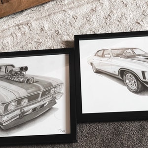 Holden VK Commodore Street Machine A3 Print off Original Pencil Drawing ...