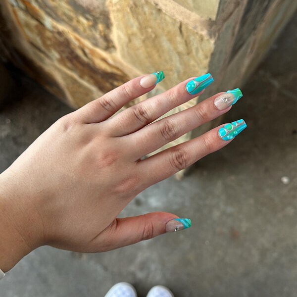 Halloween Black Presson Nails Handmade Fake Gel Long Short Coffin ...