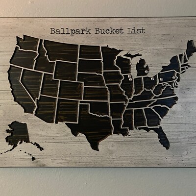 Baseball Bucket List Map, Major League Ball Park Tour Map, US Map ...