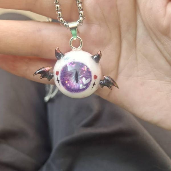Handcrafted Resin Purple Devil Eyeball Jewelry - Eyeball Necklace ...
