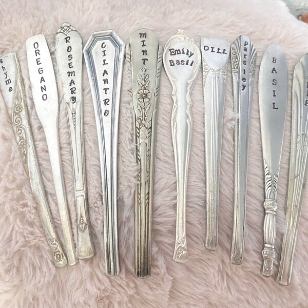 Handmade Garden Marker Set of 5 Herb Marker Vintage Upcycled Christmas ...