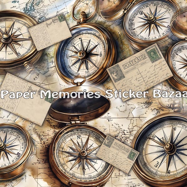 Compass and Map Clipart Bundle, Compass Clipart, 16 High Quality Jpgs ...