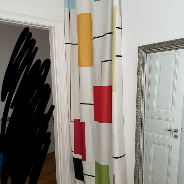 Mid Century Modern Curtain Panels, Retro Colorful Geometric Curtains - Etsy