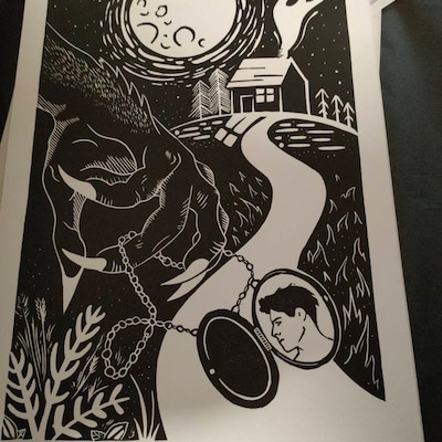 Vampire Bat Linocut Print From My 'horror High' - Etsy UK