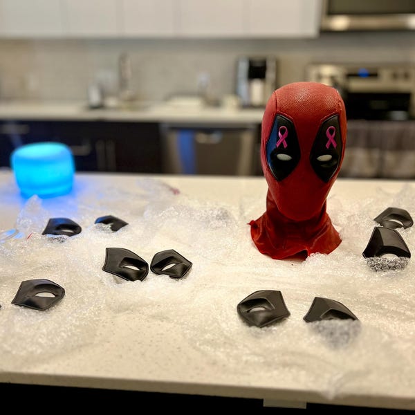 X-force Grey Deadpool Costume Cosplay Mask With Magnetic Eyes - Etsy