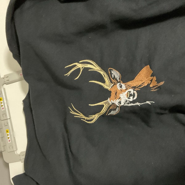 Stunning Deer Embroidery Design - Detailed Buck Head With Antlers ...