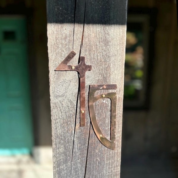 Arts and Crafts Copper House Sign With Oak Frame in 4"/100mm High ...