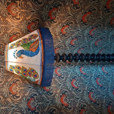 Large Floor Lamp Shade in Vintage Style Plain Hand Painted Leather ...