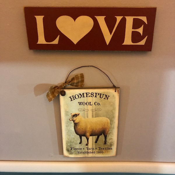 Primitive Sheep Sign,primitive Peg Hanger,farmhouse Sheep Sign ...